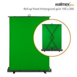 WALIMEX pro Roll-up Panel Hintergrund gr&uuml;n 155x200 - B-STOCK