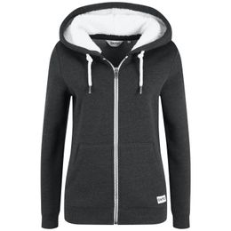 Sweatjacke oxmo "Sweatjacke OXBinji", Damen, Gr. S, grau (dunkelgrau melange), Obermaterial: 50% Baumwolle CO. 50% Polyester PES., Sweatjacken Sweatjacke