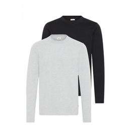 !Solid Langarmshirt SOLID "Langarmshirt SDOdatten", Herren, Gr. XXL, schwarz (schwarz, lgm), Obermaterial: 50% Baumwolle CO. 50% Polyester PES., Shirts Langarmshirt