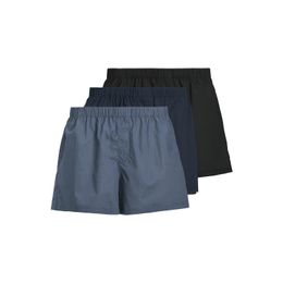 Jack & Jones Webboxer JACK & JONES "Web-Boxershorts JACMILANO WOVEN BOXERS 3 PACK 3er Pack", Herren, Gr. L, blau (dunkelblau), Obermaterial: 100% Baumwolle CO., Unterhosen