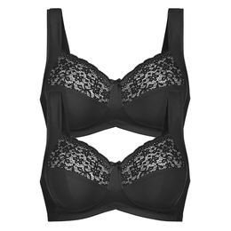 Entlastungs-BH Anita "2er Pack Entlastungs BH Havanna", Damen, Gr. 80, Cup G, schwarz (schwarz schwarz), Spitze, Obermaterial: 86% Polyamid PA. 14% Elasthan EL., BHs Entlastungs-BH