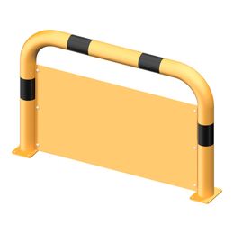 Schake Schutzb&uuml;gel + Unterfahrschutz &Oslash;76 mm, Breite 750 mm, H&ouml;he &uuml;ber Flur 650mm, gelb / schwarz, zum Aufd&uuml;beln (477_32BG)