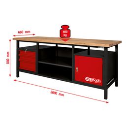 KS Tools XXL-Werkbank mit 3 Schubladen und 1 T&uuml;r (865.0201)