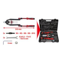 KS Tools Universal-Nietzangen-Satz aus Chrom-Vanadium-Stahl mit Blindnieten und Dichtstopfen (11-tlg.), 1509630 (150.9630)