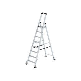 MUNK Aluminium-Stehleiter einseitig begehbar Rollen 1 x 8 Stufen (041108)