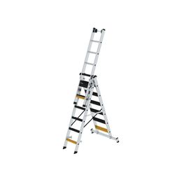 MUNK Stufen-Mehrzweckleiter 3-teilig mit nivello&reg;-Traverse und clip-step R13 3x6 Stufen (033319)