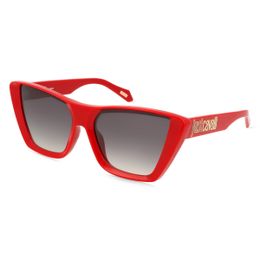Roberto Cavalli Just Cavalli SJC146 | Damen-Sonnenbrille | Fassung: Vollrand, Cat Eye, Kunststoff, Rot Gl&auml;nzend | Glasfarbe: Grau Verlaufend