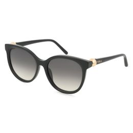 Furla SFU887 | Damen-Sonnenbrille | Fassung: Vollrand, Rund, Kunststoff, Schwarz Gl&auml;nzend | Glasfarbe: Grau Verlaufend