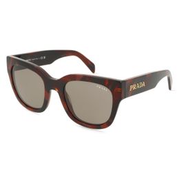 Prada 0PR C04S | Damen-Sonnenbrille | Fassung: Vollrand, Quadratisch, Acetat, Braun | Glasfarbe: Grau