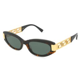 Versace 0VE4501 | Damen-Sonnenbrille | Fassung: Vollrand, Cat Eye, Acetat, Braun Havanna | Glasfarbe: Grau