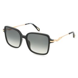 Zadig & Voltaire Zadig & Voltaire SZV466S | Damen-Sonnenbrille | Fassung: Vollrand, Quadratisch, Kunststoff, Schwarz Gl&auml;nzend | Glasfarbe: Grau Verlaufend
