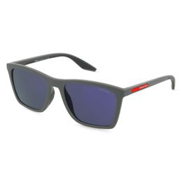 Prada Linea Rossa 0PS B08S | Herren-Sonnenbrille | Fassung: Vollrand, Pilot, Kunststoff, Grau Dunkel | Glasfarbe: Blau Spiegel Mehrfarbig