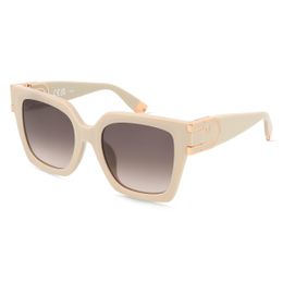 Furla SFU878 | Damen-Sonnenbrille | Fassung: Vollrand, Quadratisch, Kunststoff, Beige Gl&auml;nzend | Glasfarbe: Braun Verlaufend