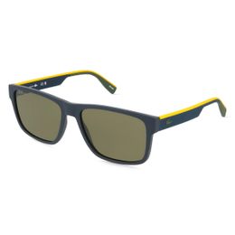 Lacoste L6076S | Herren-Sonnenbrille | Fassung: Vollrand, Eckig, Kunststoff, Blau Matt | Glasfarbe: Gr&uuml;n