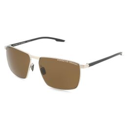 Porsche Design P8948 | Unisex-Sonnenbrille | Fassung: Vollrand, Quadratisch, Edelstahl, Grau Dunkel | Glasfarbe: Braun