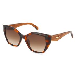 Zadig & Voltaire Zadig & Voltaire SZV471 | Damen-Sonnenbrille | Fassung: Vollrand, Quadratisch, Kunststoff, Havanna Gl&auml;nzend | Glasfarbe: Braun Verlaufend