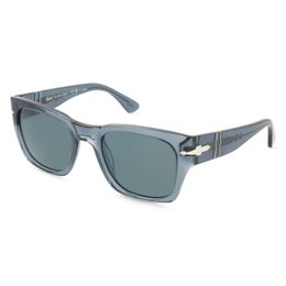 Persol 0PO3384S | Unisex-Sonnenbrille | Fassung: Vollrand, Quadratisch, Acetat, Blau Transparent | Glasfarbe: Blau