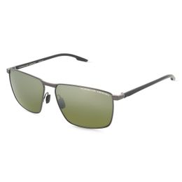 Porsche Design P8948 | Unisex-Sonnenbrille | Fassung: Vollrand, Quadratisch, Edelstahl, Schwarz | Glasfarbe: Gr&uuml;n Spiegel Blau
