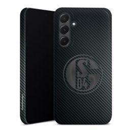 DeinDesign Galaxy A35 5G Handy Premium Case Smartphone Handyh&uuml;lle Schutzh&uuml;lle gl&auml;nzend Fc Schalke 04 Metallic Look Carbon Premium Case