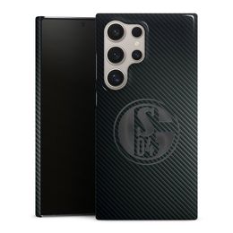 DeinDesign Galaxy S24 Ultra Handy Premium Case Smartphone Handyh&uuml;lle Schutzh&uuml;lle gl&auml;nzend Fc Schalke 04 Metallic Look Carbon Premium Case