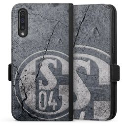 DeinDesign Galaxy A50 Handy Klapph&uuml;lle Handyh&uuml;lle aus Kunst Leder schwarz Flip Case Merchandise Fc Schalke 04 Concrete Sideflip mit Lasche