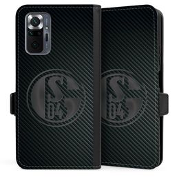 DeinDesign Xiaomi Redmi Note 10 Pro Handy Klapph&uuml;lle Handyh&uuml;lle aus Kunst Leder schwarz Flip Case Fc Schalke 04 Metallic Look Carbon Sideflip mit langer Lasche