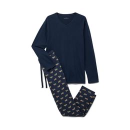 Tchibo - Pyjama-Set - Herren - Gr. S - dunkelblau/print