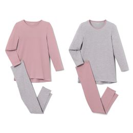 Tchibo - 2 Kinder-Pyjamas - M&auml;dchen - Gr. 122/128 - rosa/gestreift