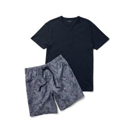 Tchibo - Shorty-Pyjama-Set mit gewebter Hose - Herren - Gr. L - dunkelblau/paisley