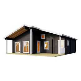 Weka Wochenendhaus mit 2 Etagen - 890x834x401cm - grau - Fichtenholz / Glas