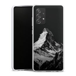 DeinDesign Galaxy A52s 5G Handy Silikon H&uuml;lle Case wei&szlig; Handyh&uuml;lle Mountain Snow Mountain Top Silikon Case