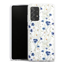 DeinDesign Galaxy A52s 5G Handy Silikon H&uuml;lle Case wei&szlig; Handyh&uuml;lle Flower Muster Flowers Silikon Case