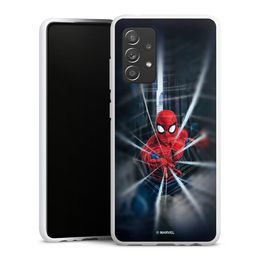DeinDesign Galaxy A52s 5G Handy Silikon H&uuml;lle Case wei&szlig; Handyh&uuml;lle Kinofilm Marvel Spiderman Silikon Case