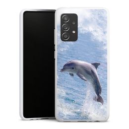 DeinDesign Galaxy A52s 5G Handy Silikon H&uuml;lle Case wei&szlig; Handyh&uuml;lle Wale Ocean Dolphin Silikon Case