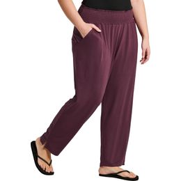 sheego Damen Schlupfhose mit breitem Smokbund, weite Form, burgund, Gr&ouml;&szlig;e 44
