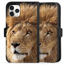 DeinDesign iPhone 11 Pro Handy Klapph&uuml;lle Handyh&uuml;lle aus Kunst Leder schwarz Flip Case Jungle Lion Photography Sideflip mit Lasche