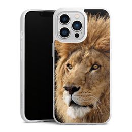 DeinDesign iPhone 13 Pro Handy Silikon H&uuml;lle Case wei&szlig; Handyh&uuml;lle Jungle Lion Photography Silikon Case