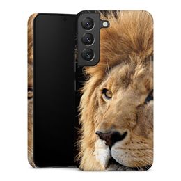 DeinDesign Galaxy S22 Handy Premium Case Smartphone Handyh&uuml;lle Schutzh&uuml;lle gl&auml;nzend Jungle Lion Photography Premium Case