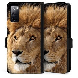 DeinDesign Galaxy S20 Handy Klapph&uuml;lle Handyh&uuml;lle aus Kunst Leder schwarz Flip Case Jungle Photography Lion Sideflip mit Lasche