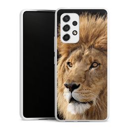 DeinDesign Galaxy A53 5G Handy Silikon H&uuml;lle Case wei&szlig; Handyh&uuml;lle Jungle Lion Photography Silikon Case