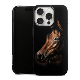 DeinDesign iPhone 15 Pro Handy Silikon H&uuml;lle Case schwarz Handyh&uuml;lle Hobby Horse Animals