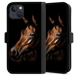 DeinDesign iPhone 13 Handy Klapph&uuml;lle Handyh&uuml;lle aus Kunst Leder schwarz Flip Case Hobby Horse Animals Sideflip mit Lasche
