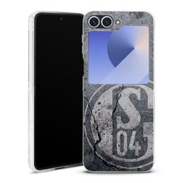 DeinDesign Galaxy Z Flip 6 Handy Hard Case Schutzh&uuml;lle transparent Smartphone Handy H&uuml;lle Fc Schalke 04 Concrete Merchandise Hard Case