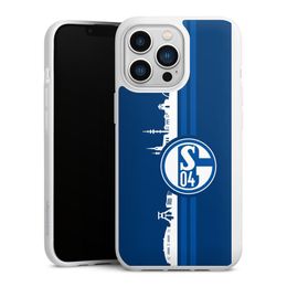 DeinDesign iPhone 13 Pro Handy Silikon H&uuml;lle Case wei&szlig; Handyh&uuml;lle Official Licensed Product Skyline Fc Schalke 04 Silikon Case