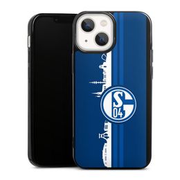 DeinDesign iPhone 13 Mini Handy Slim Case extra d&uuml;nn Silikon Handyh&uuml;lle schwarz H&uuml;lle Official Licensed Product Skyline Fc Schalke 04 Silikon Slim Case
