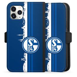 DeinDesign iPhone 11 Pro Handy Klapph&uuml;lle Handyh&uuml;lle aus Kunst Leder schwarz Flip Case Official Licensed Product Skyline Fc Schalke 04 Sideflip mit Lasche