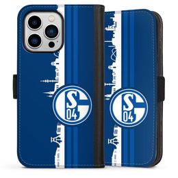 DeinDesign iPhone 13 Pro Handy Klapph&uuml;lle Handyh&uuml;lle aus Kunst Leder schwarz Flip Case Official Licensed Product Skyline Fc Schalke 04 Sideflip mit Lasche