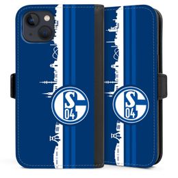 DeinDesign iPhone 13 Handy Klapph&uuml;lle Handyh&uuml;lle aus Kunst Leder schwarz Flip Case Official Licensed Product Skyline Fc Schalke 04 Sideflip mit Lasche