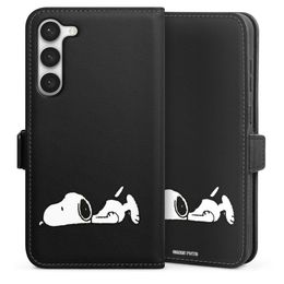 DeinDesign Galaxy S23+ Handy Klapph&uuml;lle Handyh&uuml;lle aus Kunst Leder schwarz Flip Case Official Licensed Product Snoopy Peanuts Sideflip mit Lasche