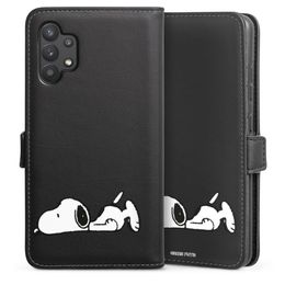 DeinDesign Galaxy A32 4G Handy Klapph&uuml;lle Handyh&uuml;lle aus Kunst Leder schwarz Flip Case Official Licensed Product Snoopy Peanuts Sideflip mit Lasche